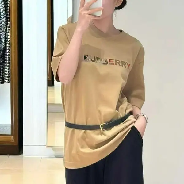Burberry Checked Logo Crewneck T-shirt