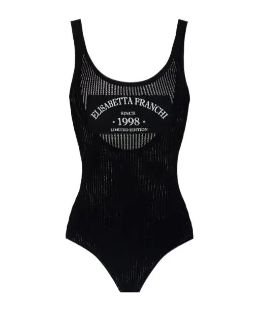 Elisabetta Franchi Ribbed Knit Bodysuit With Logo Detail