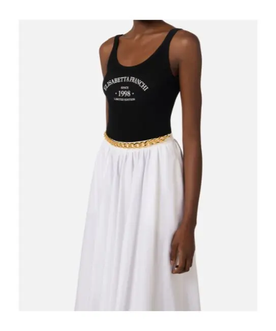 Elisabetta Franchi Ribbed Knit Bodysuit With Logo Detail