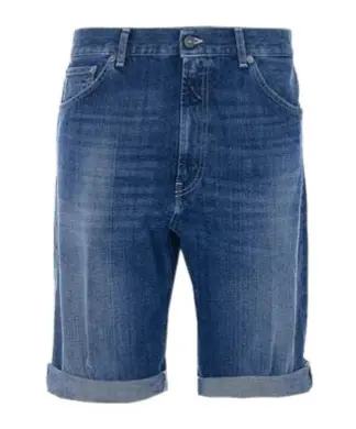 DONDUP Logo Detailed Denim Shorts - Blue