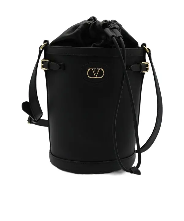Valentino Garavani Antibes Vlogo Signature Drawstring Bucket Bag - Black