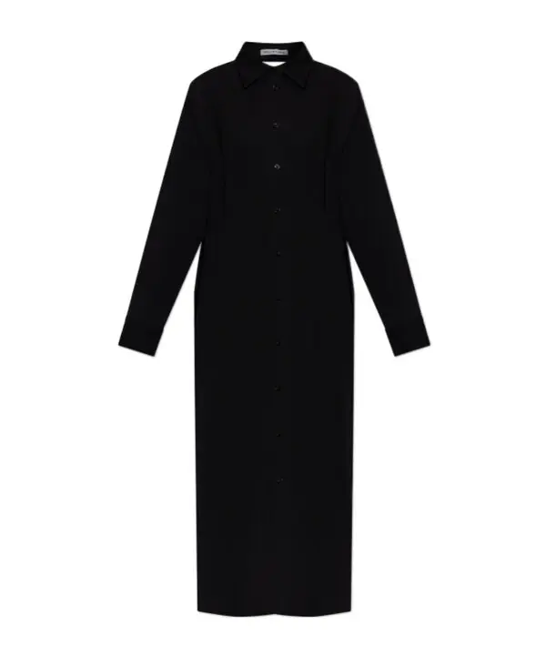 Balenciaga Long Sleeve Collared Dress With Deep V-neck Back