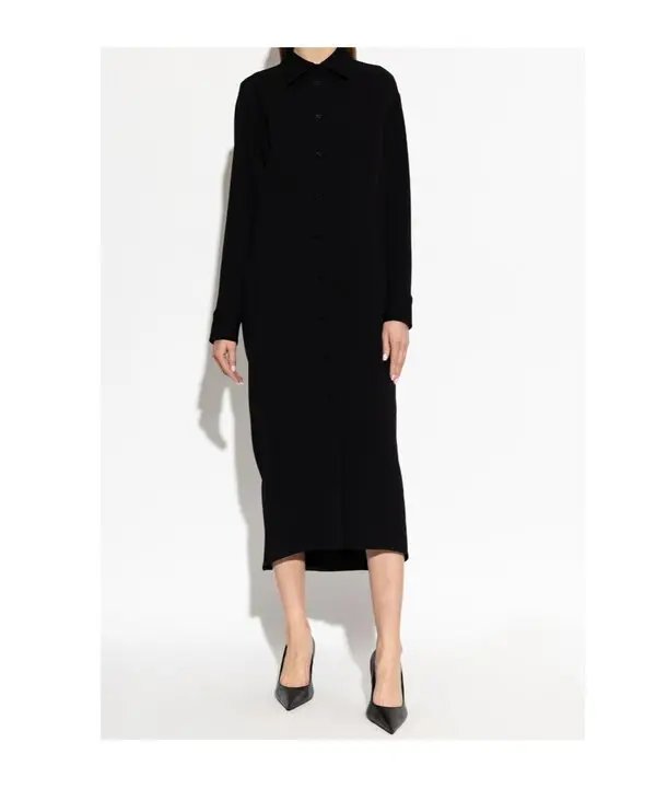 Balenciaga Long Sleeve Collared Dress With Deep V-neck Back