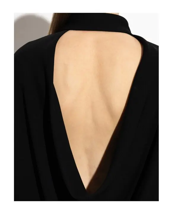 Balenciaga Long Sleeve Collared Dress With Deep V-neck Back