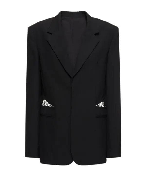 DION LEE Single-breasted Cutout Suit Jacket - Black