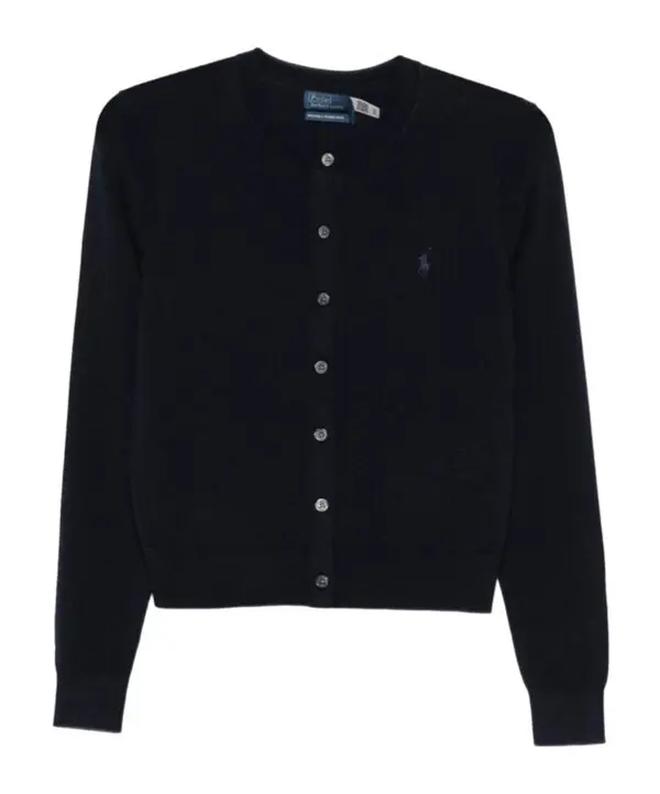 Polo Ralph Lauren Embroidered Logo Cardigan - Black