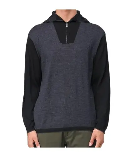 Emporio Armani Half-zip Wool Sweatshirt - Black