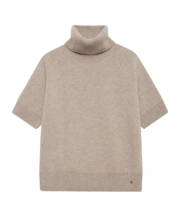 ANINE BING Jackson Turtleneck Top - Stone Mixed