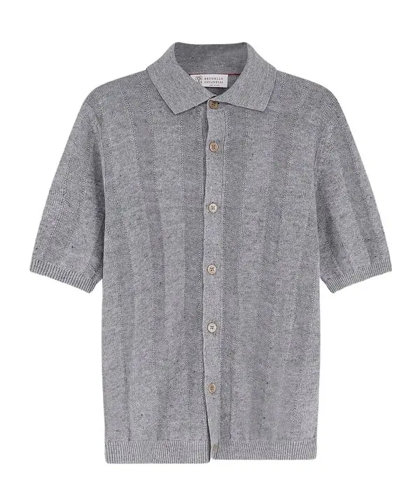 Brunello Cucinelli Short-sleeved Knitted Shirt - Grey