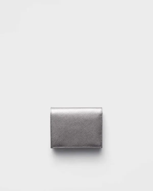 Prada Small Saffiano Leather Wallet - Gray