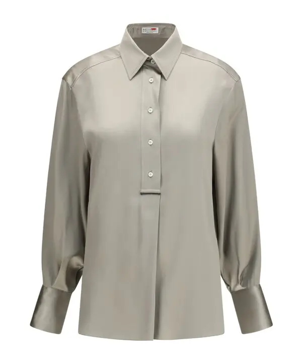 Brunello Cucinelli Collared Long-sleeved Shirt - Gray