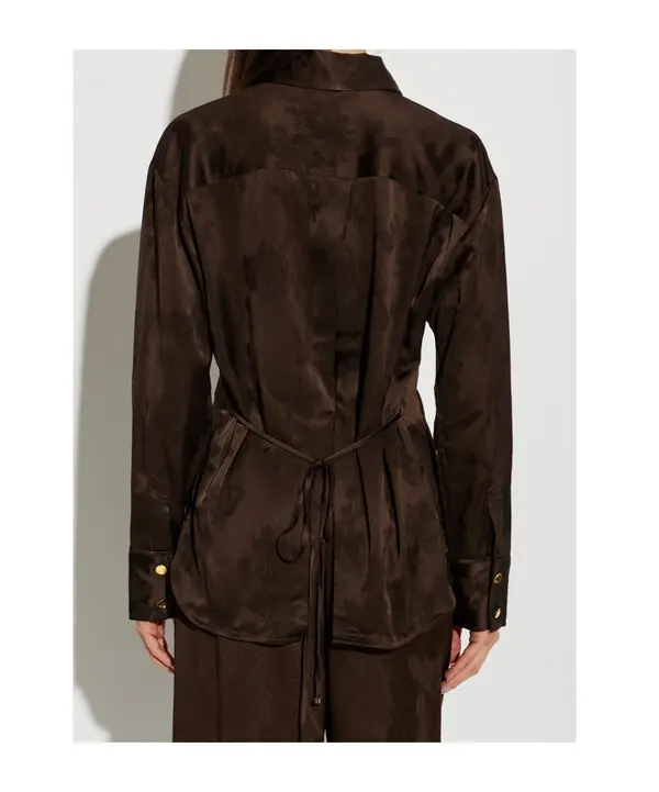 GANNI Jacquard Button-up Shirt - Black