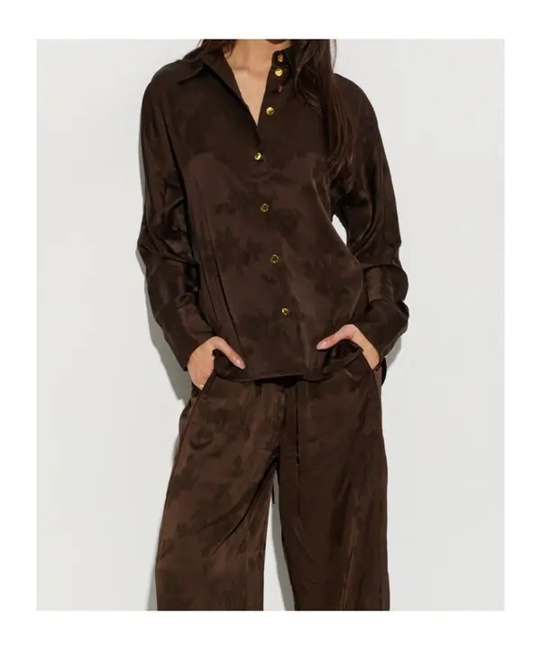 GANNI Jacquard Button-up Shirt - Black