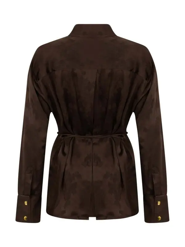 GANNI Jacquard Button-up Shirt - Black