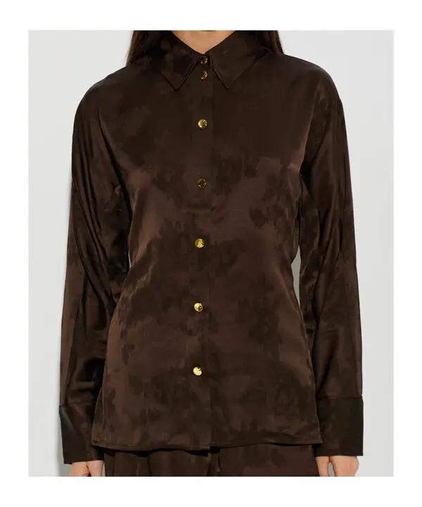GANNI Jacquard Button-up Shirt - Black