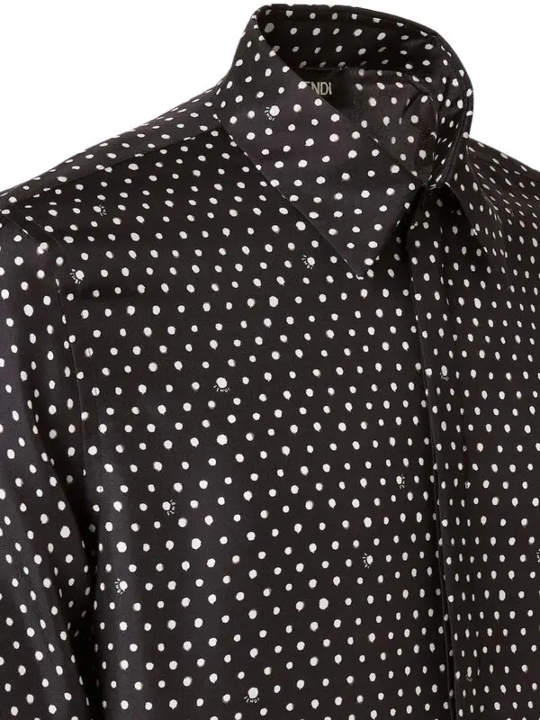 Fendi Micro Falena Dots Printed Long Sleeved Shirt
