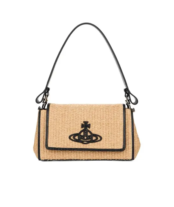VIVIENNE WESTWOOD Woven Flap Shoulder Bag - Nude