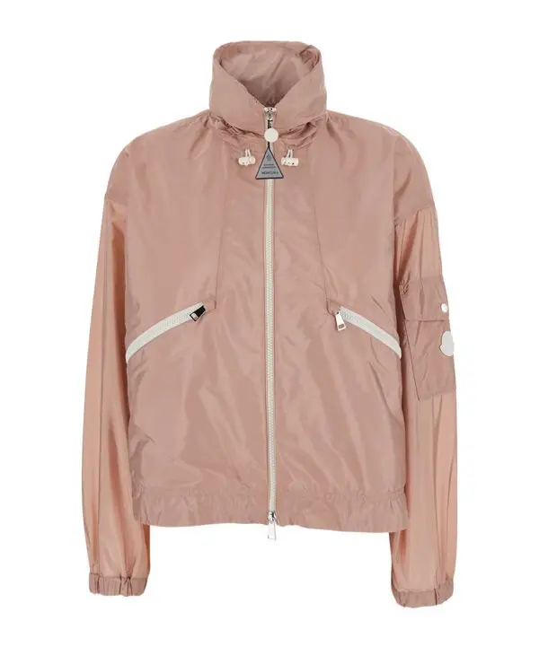 Moncler Logo Patch Zip-up Jacket - Pink