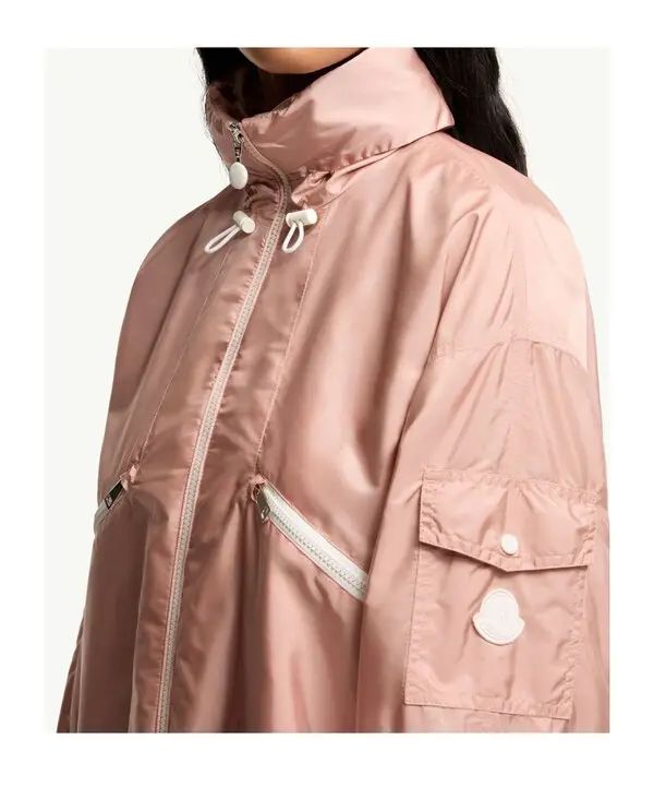 Moncler Logo Patch Zip-up Jacket - Pink