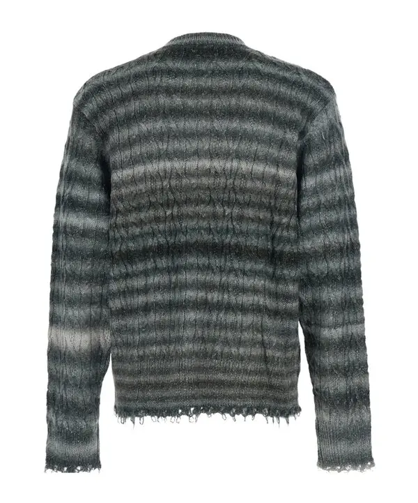 WON HUNDRED Striped Crew Neck Sweater With Fringed Hem