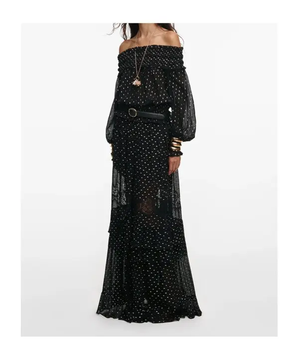 SELF-PORTRAIT Chiffon Lace Maxi Skirt