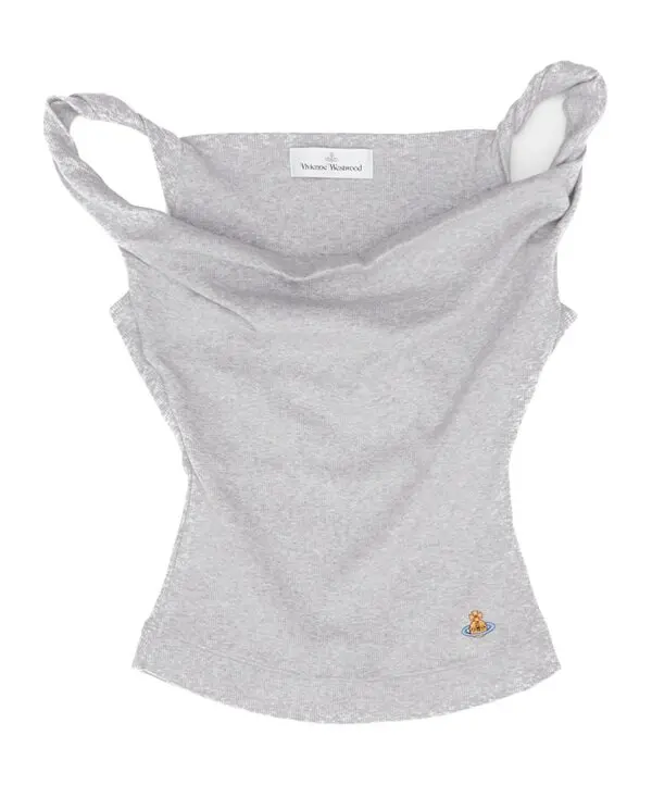 VIVIENNE WESTWOOD Orb Embroidered Knitted Top - Gray