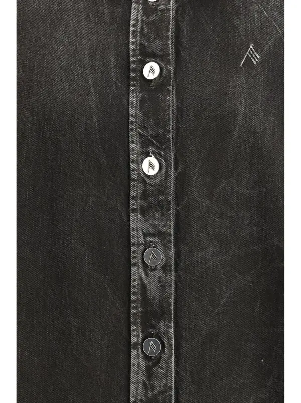 Attico Logo Embroidered Denim Shirt - Black