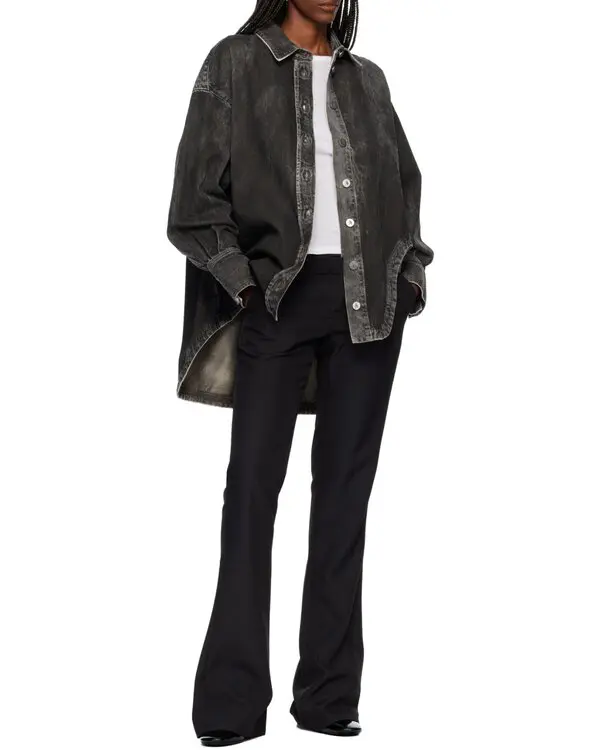 Attico Logo Embroidered Denim Shirt - Black