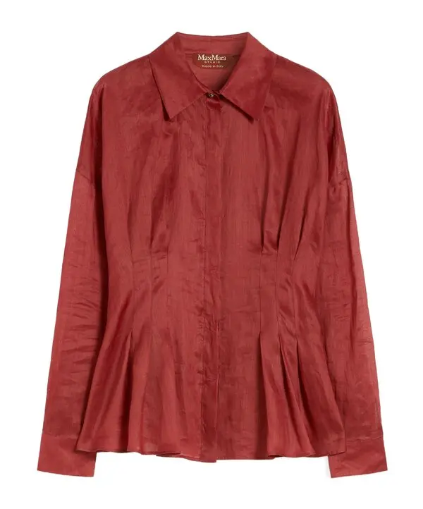 Max Mara Long Sleeve Shirt With Corset Detail - Brick Red