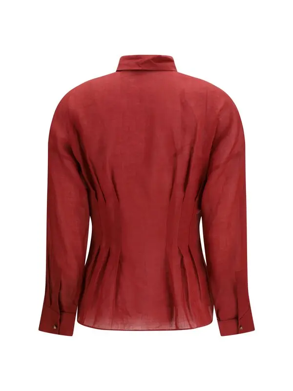 Max Mara Long Sleeve Shirt With Corset Detail - Brick Red