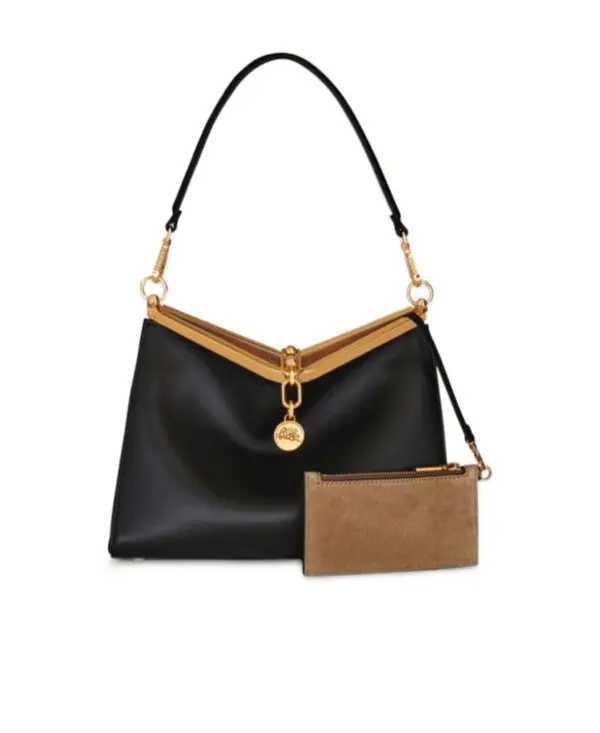 Etro Medium Vela Shoulder Bag With Logo Charm - Black