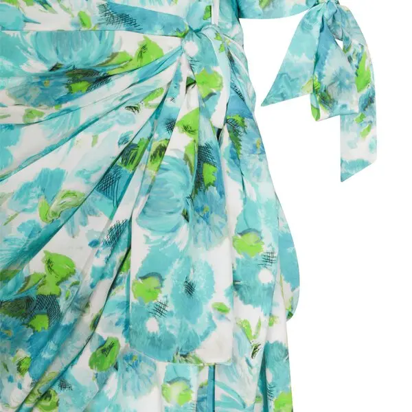 Chloé Ruched Floral Asymmetric Dress - Green
