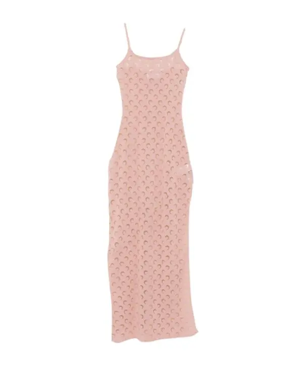 MARINE SERRE Crescent Moon-patterned Fine Knit Maxi Dress - No