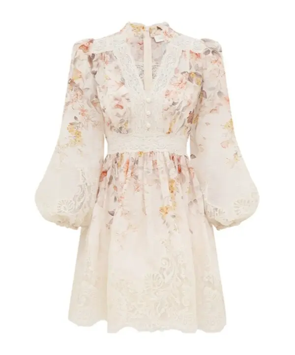 Zimmermann Luna Lace Lantern Mini Dress - No