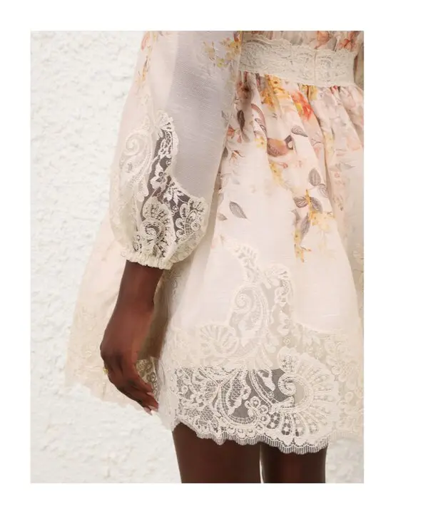 Zimmermann Luna Lace Lantern Mini Dress - No