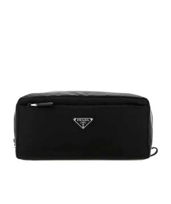 Prada Re-nylon And Saffiano Leather Travel Pouch - Black