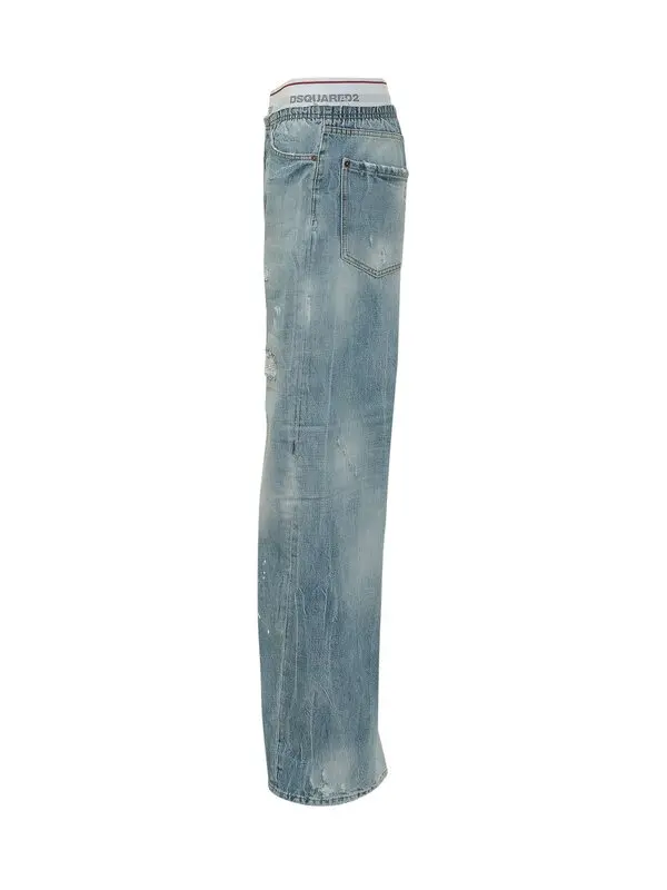 Dsquared2 Distressed Light Wash Loose Twist Jeans