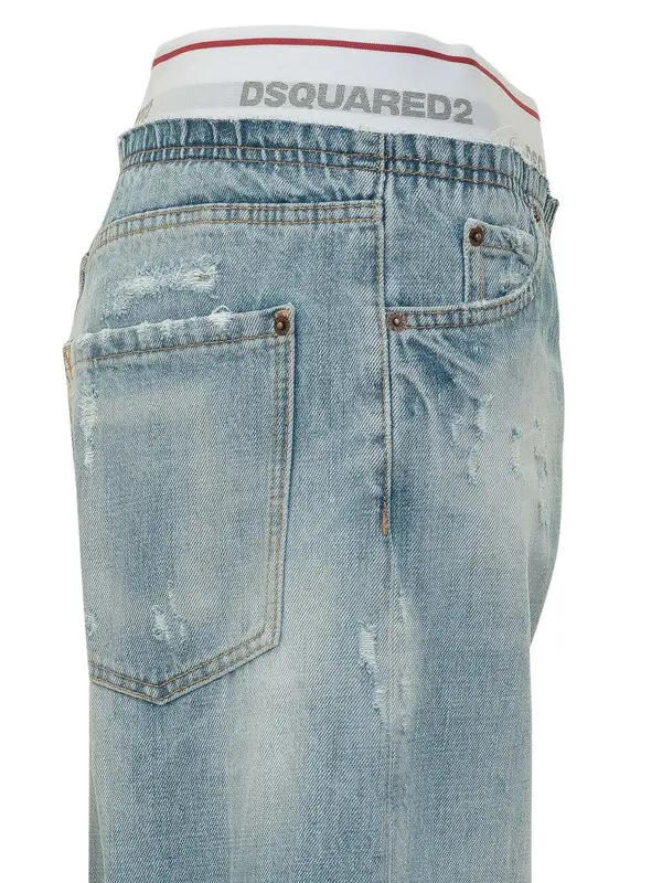 Dsquared2 Distressed Light Wash Loose Twist Jeans