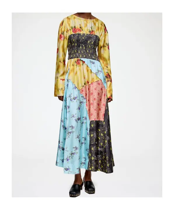 GANNI Printed Silk Dress - Multicolor