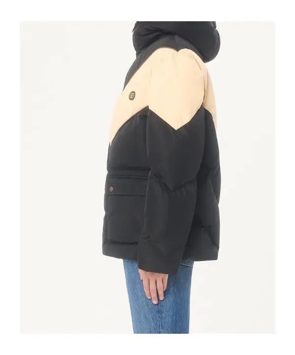 Valentino Garavani Chevron Zip-up Hooded Jacket With V Logo