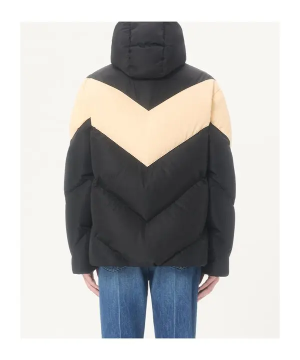 Valentino Garavani Chevron Zip-up Hooded Jacket With V Logo