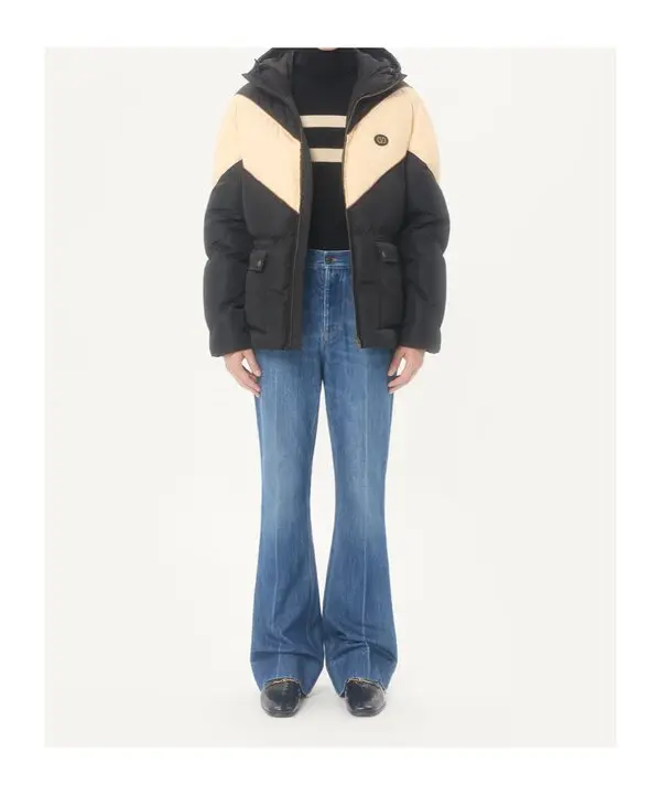 Valentino Garavani Chevron Zip-up Hooded Jacket With V Logo