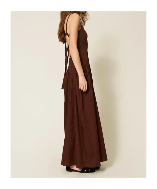 TWINSET Open-back Maxi Dress With Pleated Skirt