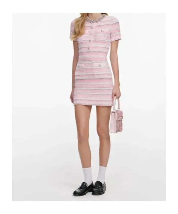 SELF-PORTRAIT Striped Crystal-embellished Mini Dress