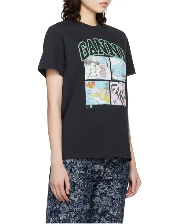 GANNI Bear Comic Teddy T-shirt - Phantom Black