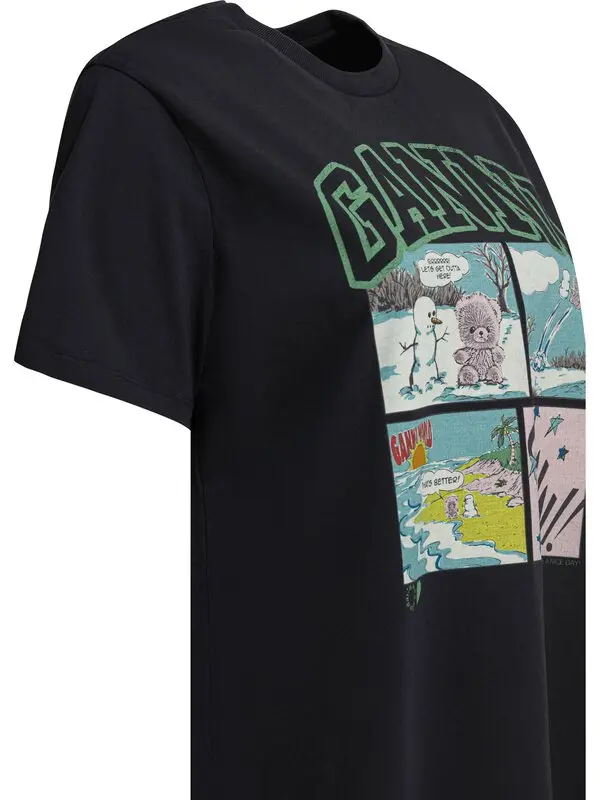 GANNI Bear Comic Teddy T-shirt - Phantom Black