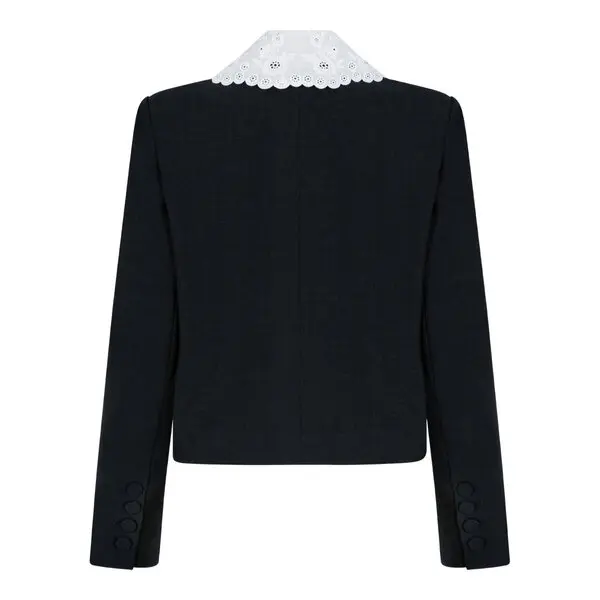 SELF-PORTRAIT Broderie Anglaise Collar Cropped Blazer