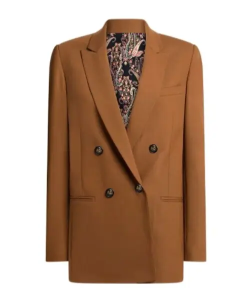 Etro Double-breasted Blazer With Notched Lapel - Brown