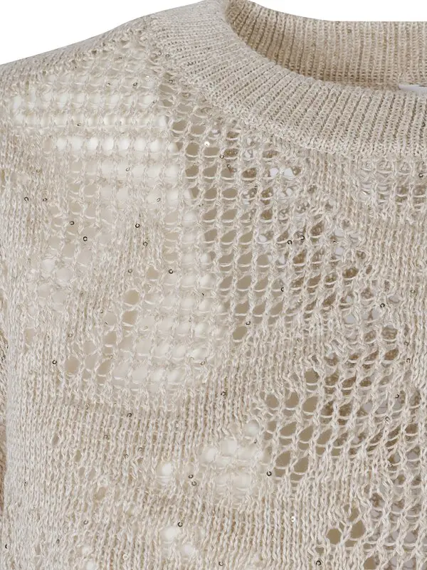 Brunello Cucinelli Dazzling Water Lilies Knit T-shirt - Nude