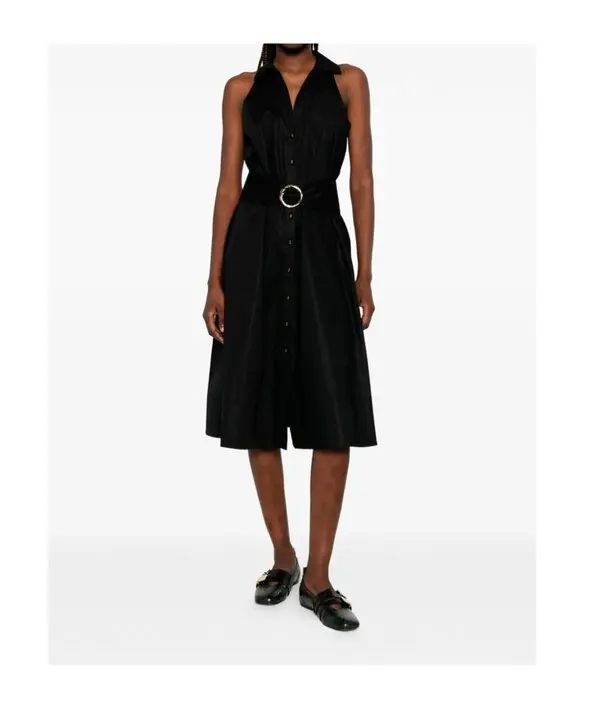 TWINSET Sleeveless V-neck Belted Dress With Matching Hardware